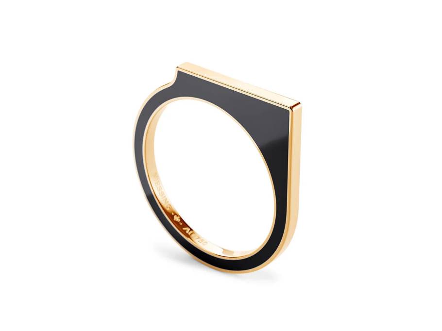 Niessing Setario Square Ring Fine Gray mit schwarz-weißer